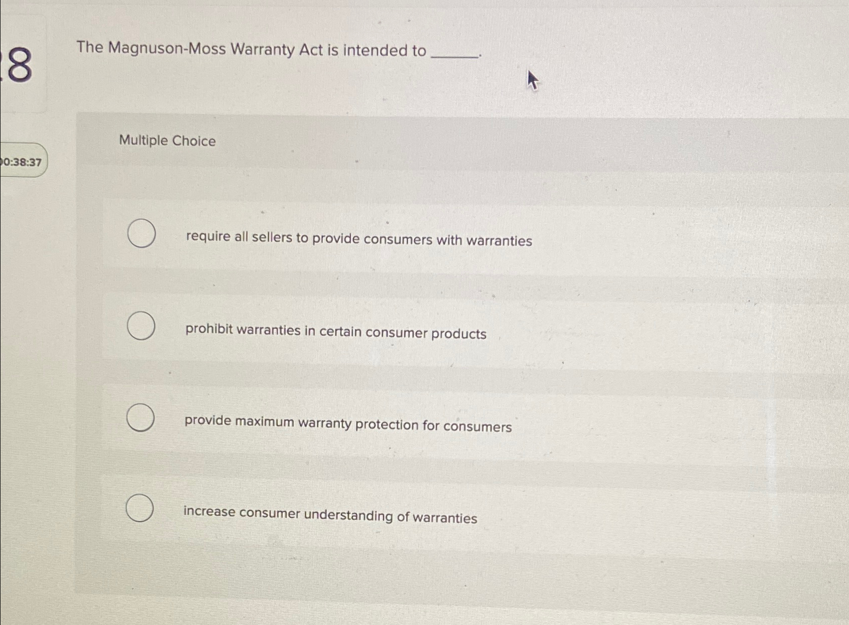 Solved The Magnuson-Moss Warranty Act is intended toMultiple | Chegg.com