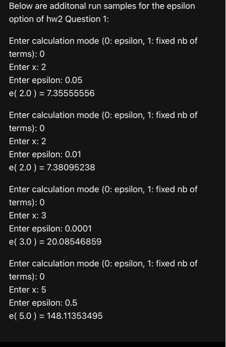Solved Sample run1: Enter calculation mode (0: epsilon, 1: | Chegg.com