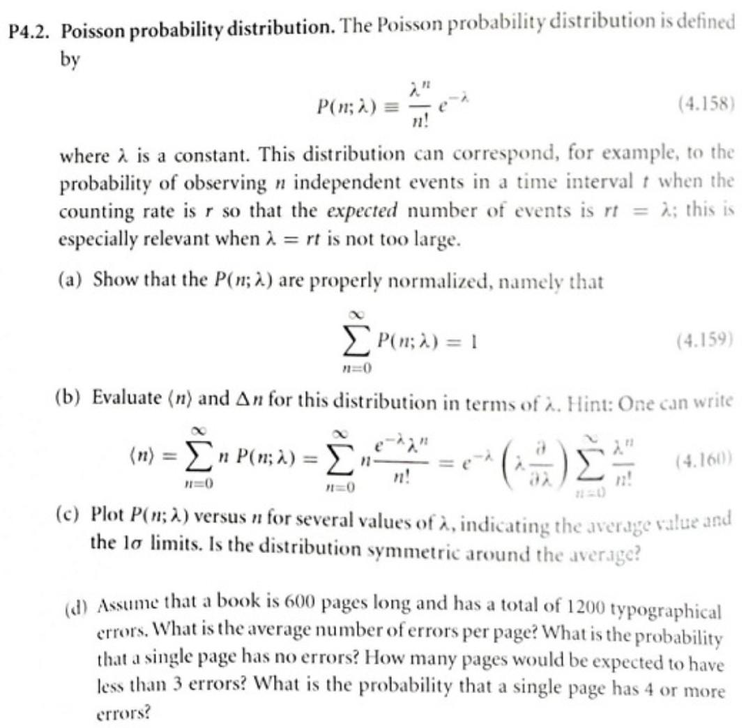 Solved P4.2. Poisson probability distribution. The Poisson | Chegg.com