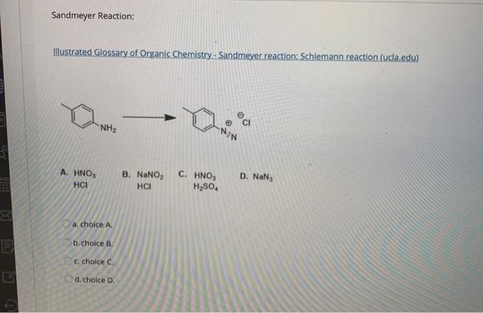 Solved Sandmeyer Reaction: illustrated Glossary of Organic | Chegg.com