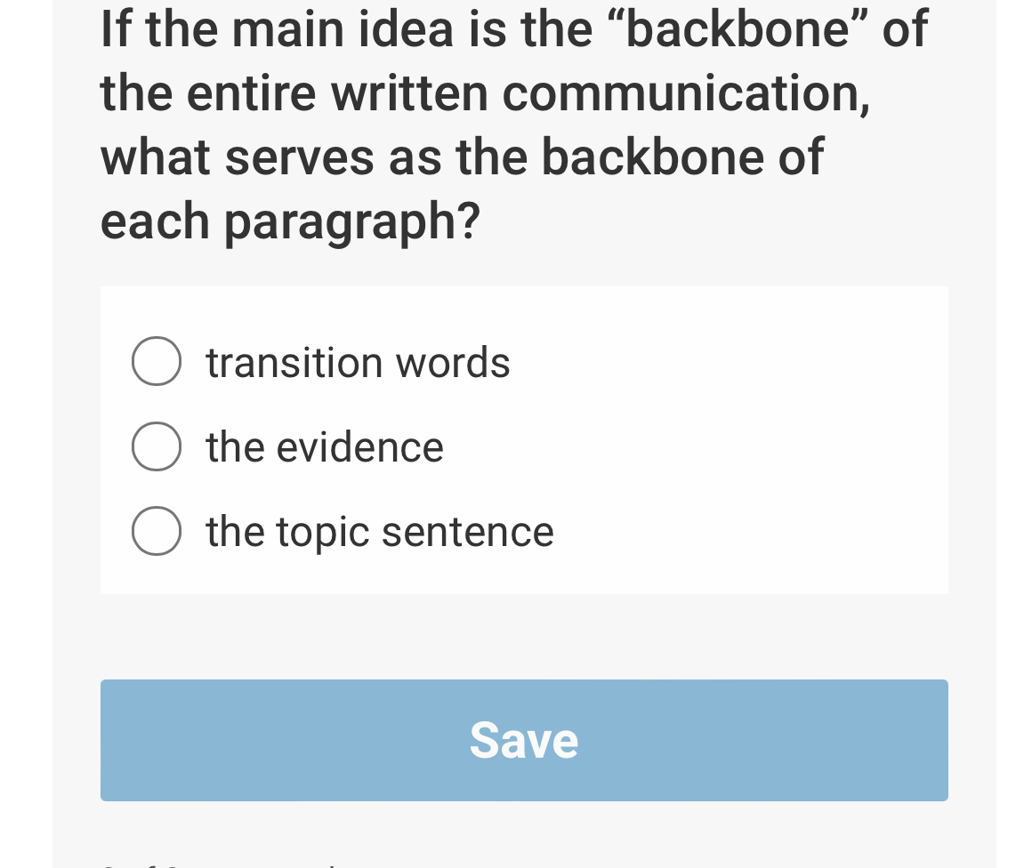 Solved If the main idea is the "backbone" of the entire | Chegg.com