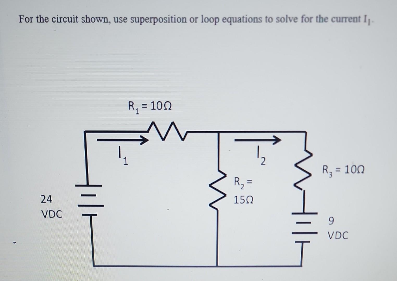 Solved For the circuit shown, use superposition or loop | Chegg.com