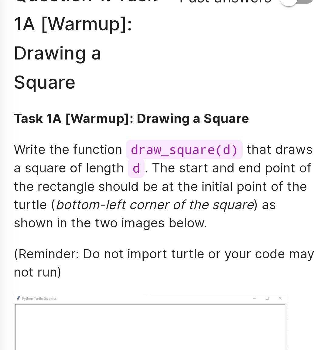 Solved 1A [Warmup]:Drawing aSquareTask 1A [Warmup]: Drawing | Chegg.com
