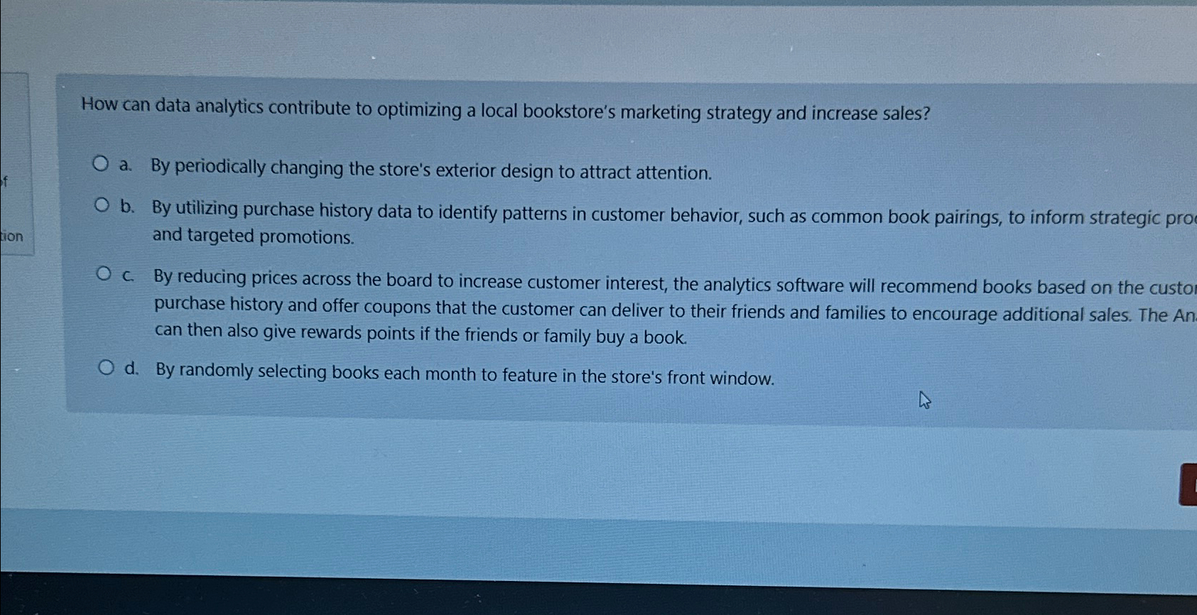 Solved How can data analytics contribute to optimizing a | Chegg.com