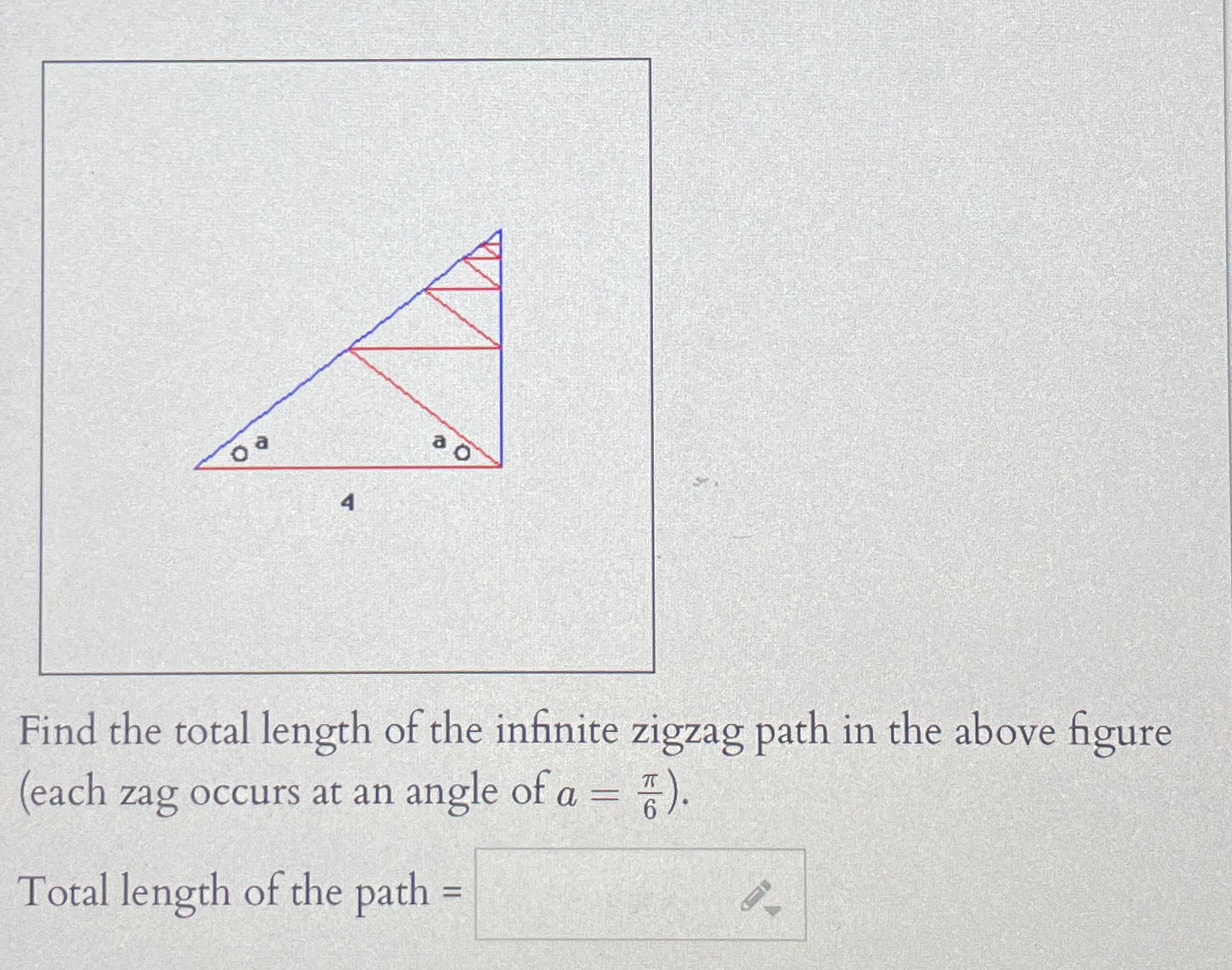 Find the total length of the infinite zigzag path in | Chegg.com