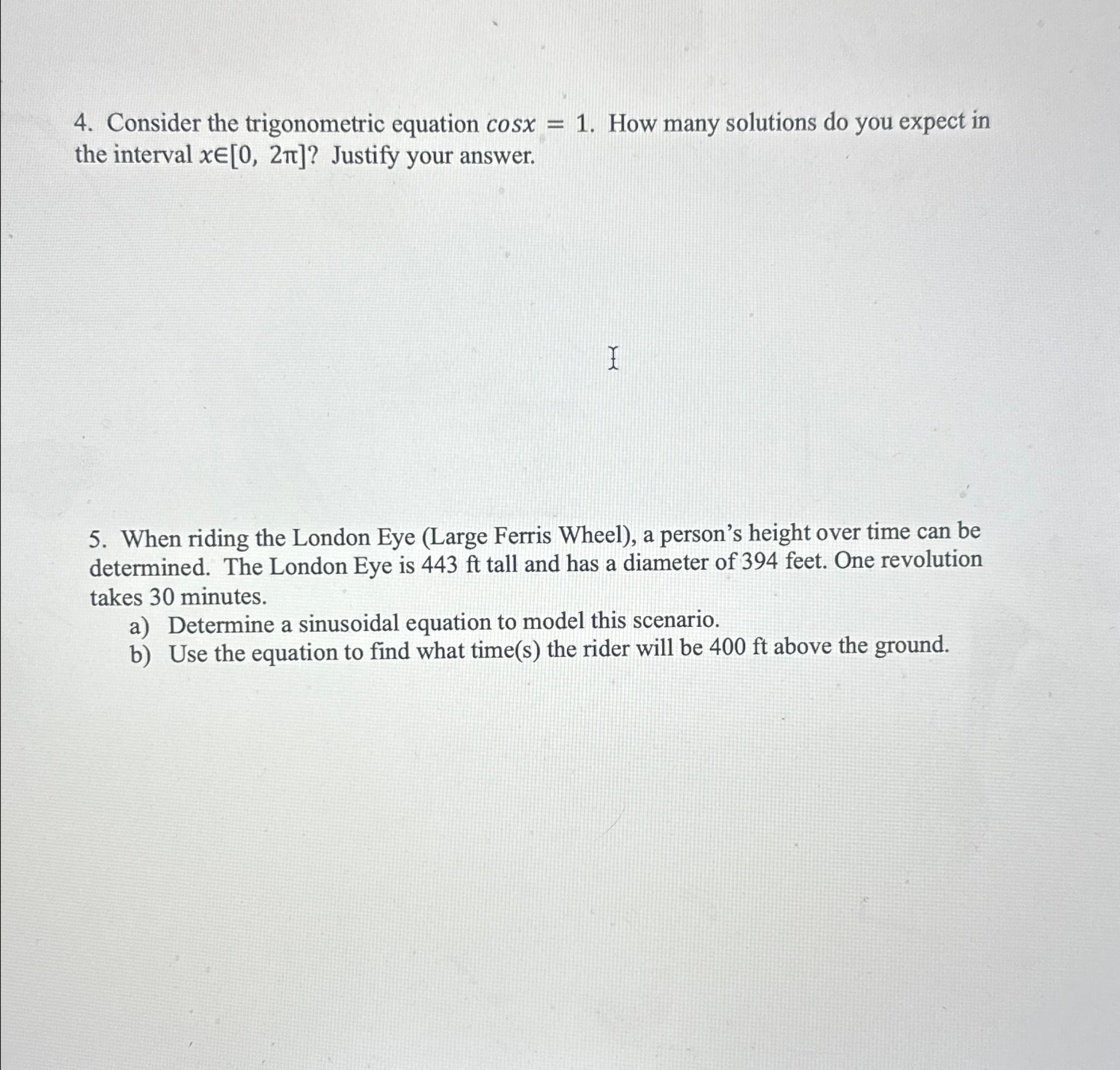 Solved Consider the trigonometric equation cosx=1. ﻿How many | Chegg.com