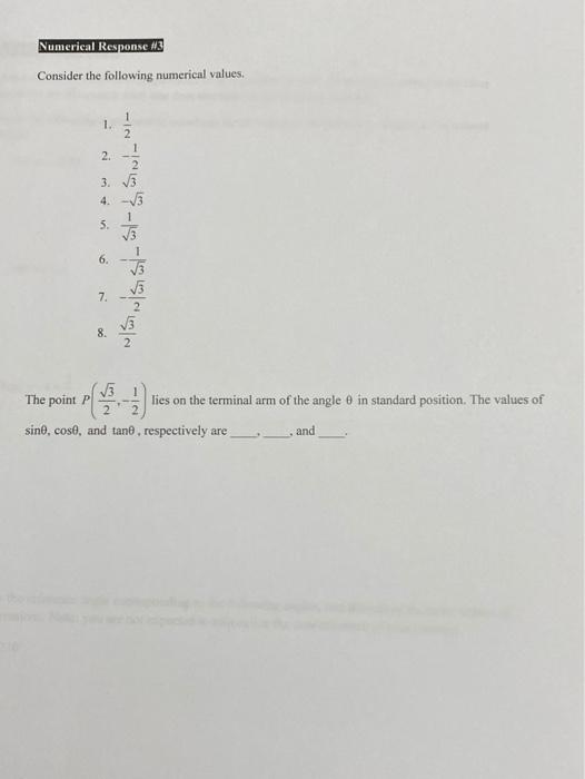 Solved Numerical Response #3 Consider the following | Chegg.com
