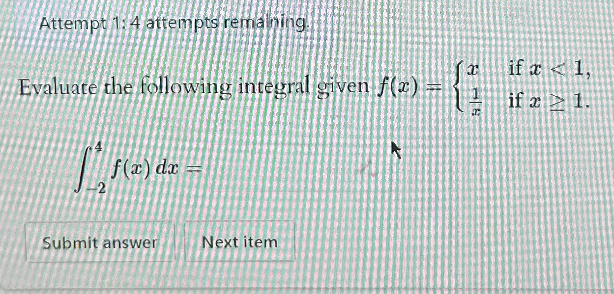 Solved Attempt 1:4 ﻿attempts remaining:Evaluate the | Chegg.com