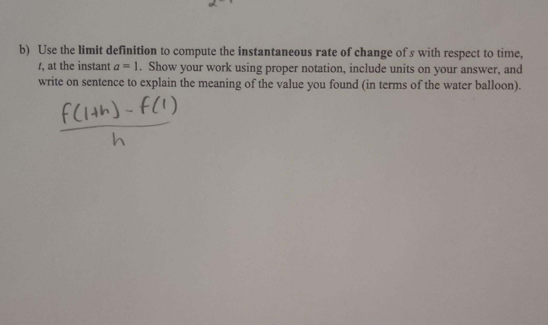 Solved b) Use the limit definition to compute the | Chegg.com