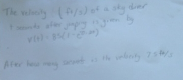 Solved The velocity (in fts ) ﻿of a sky diver t ﻿scconds | Chegg.com