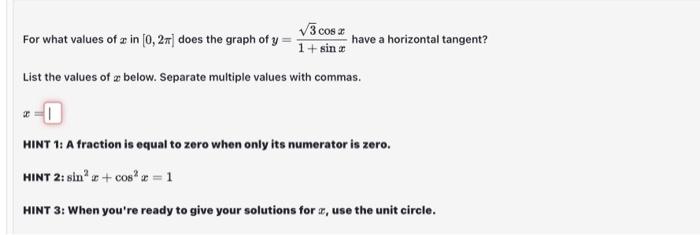 Solved For what values of x in [0, 2pi] does the graph of y= | Chegg.com