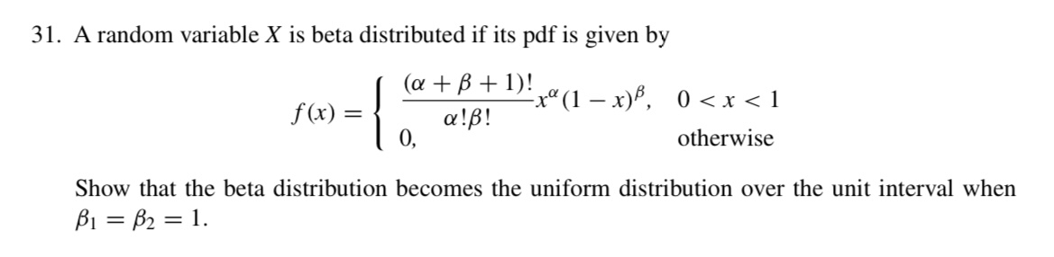 Solved A random variable x ﻿is beta distributed if its pdf | Chegg.com