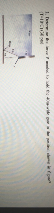 Solved 2. Determine the force P needed to hold the 40m-wide | Chegg.com