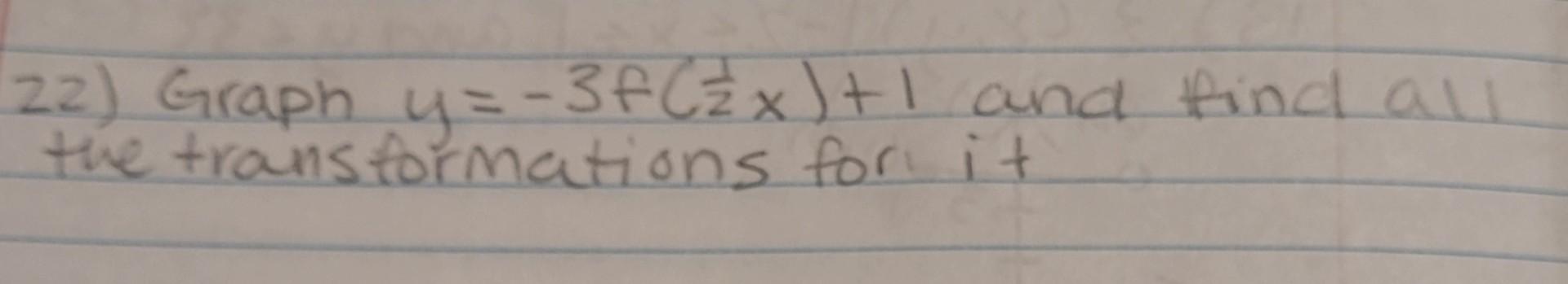 Solved 22) Graph y=−3f(21x)+1 and find a 11 the | Chegg.com