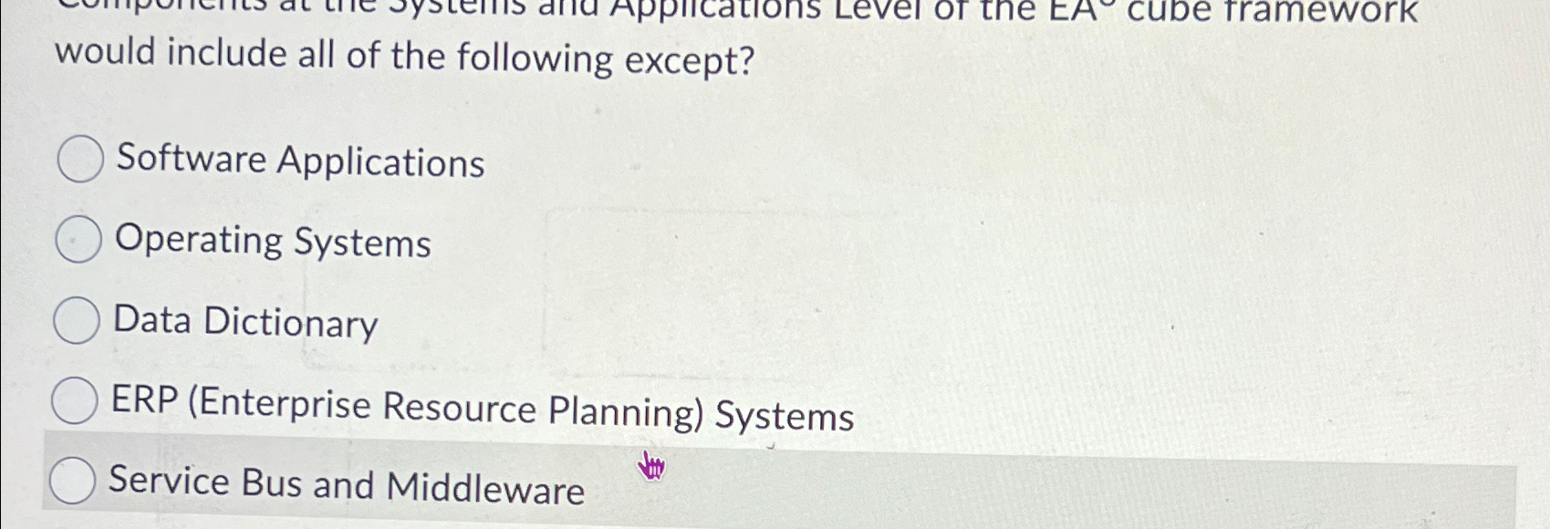 Solved would include all of the following except?Software | Chegg.com