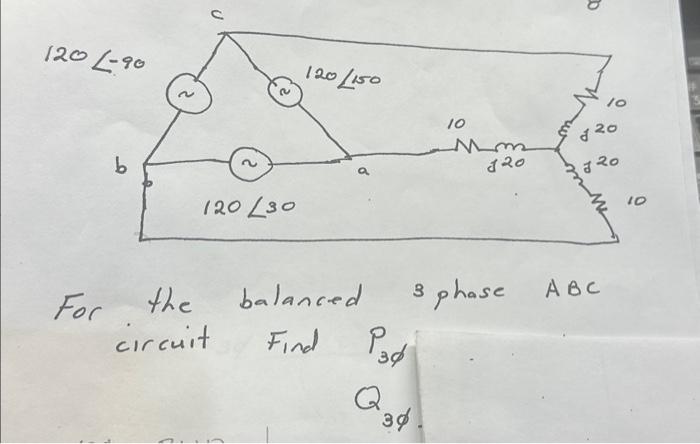 Solved For the balanced 3 phase ABC | Chegg.com