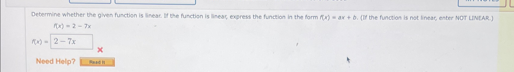 Solved Determine Whether The Given Function Is Linear If