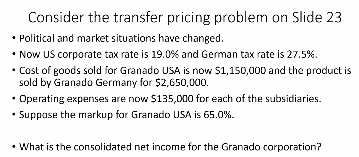 Solved Consider the transfer pricing problem on Slide | Chegg.com