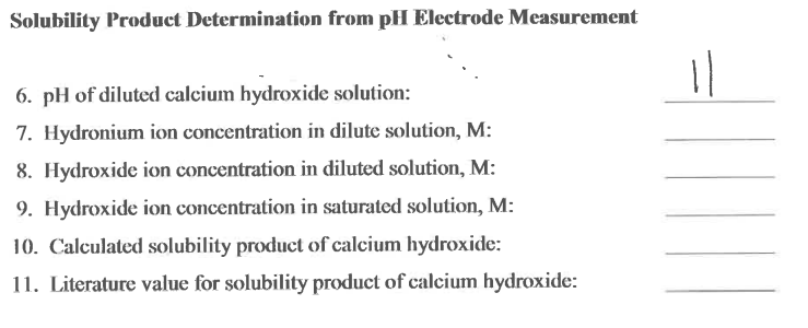 Solved Solubility Product Determination from pH Electrode | Chegg.com