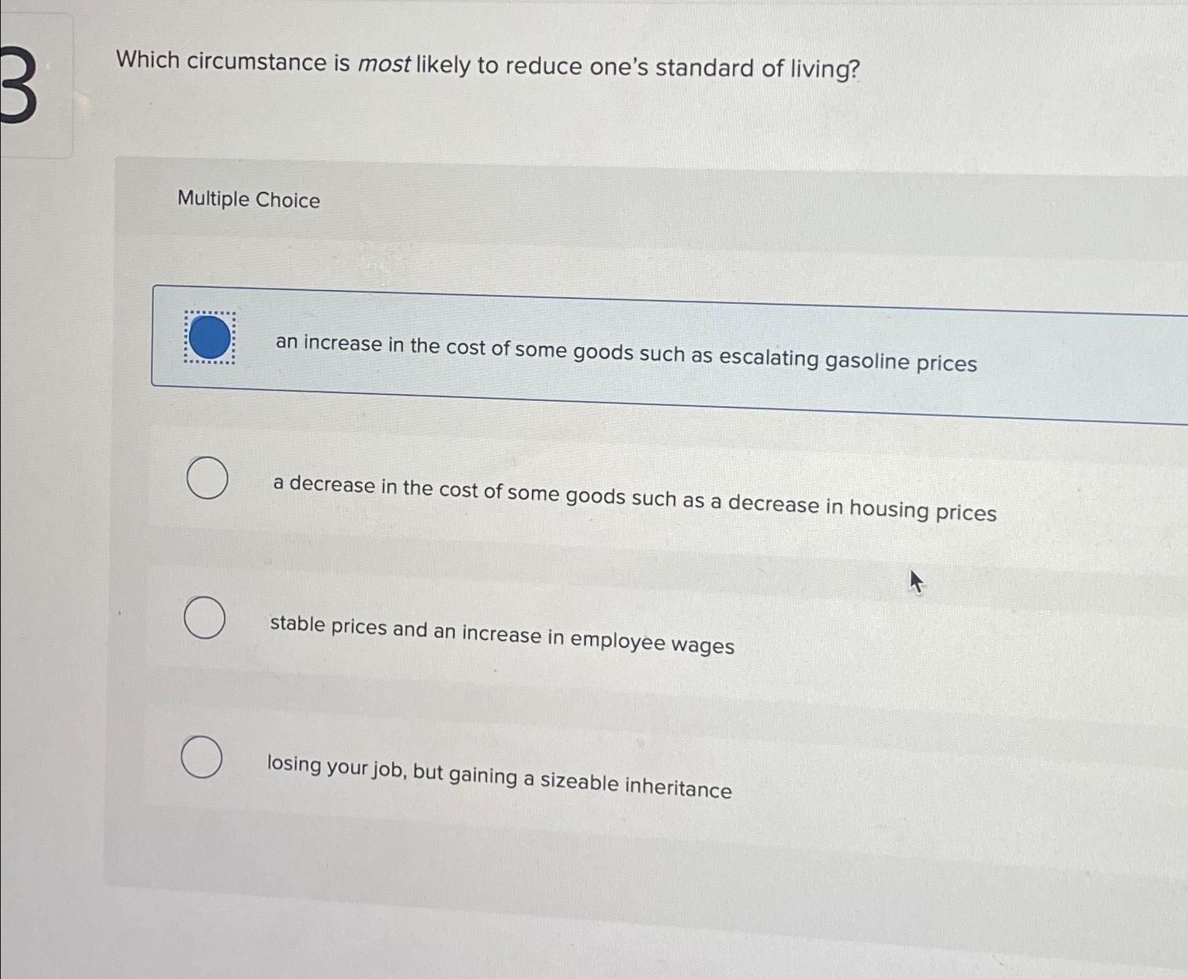 Solved Which circumstance is most likely to reduce one's | Chegg.com