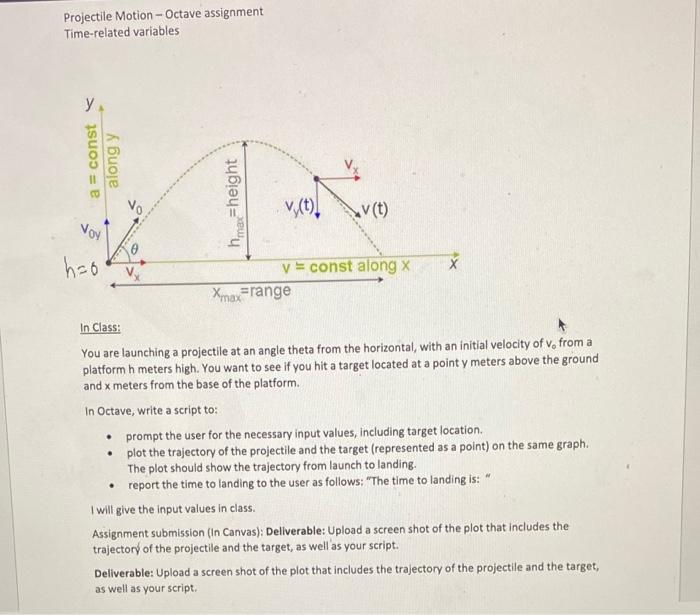 Projectile Motion - Octave assignment Time-related | Chegg.com