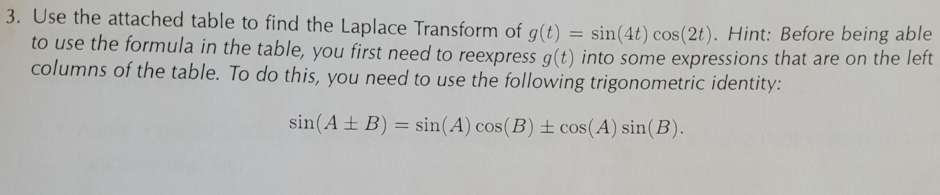 Solved Use the attached table to find the Laplace Transform | Chegg.com