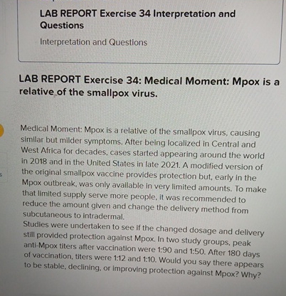 Solved LAB REPORT Exercise 34 ﻿Interpretation and | Chegg.com