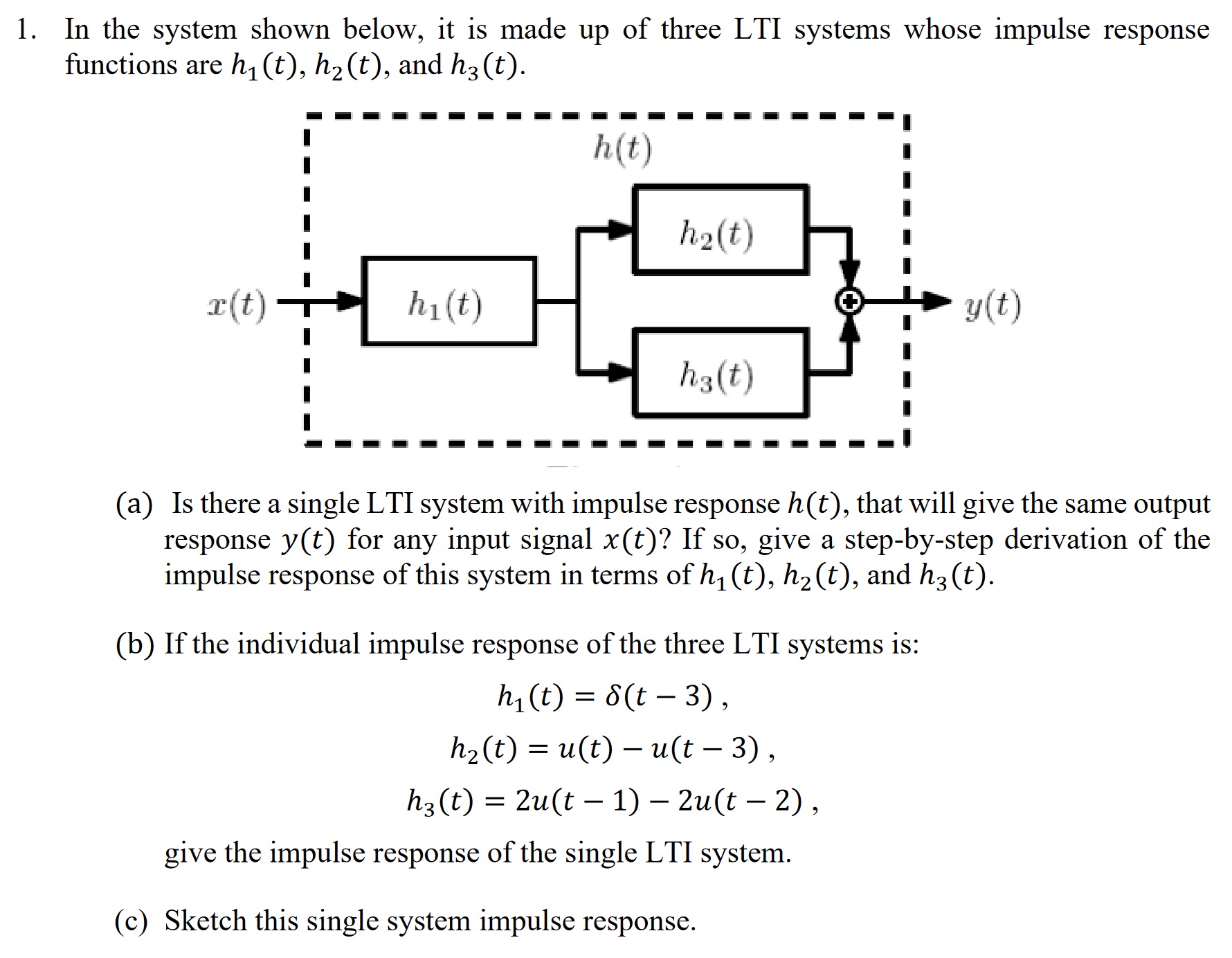 Solved In the system shown below, it is made up of three LTI | Chegg.com