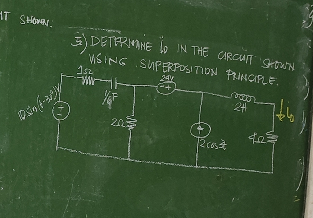 Solved DETERMINE IO IN THE CRRCUIT SHOWTNUSING SUPERPOSITION | Chegg.com