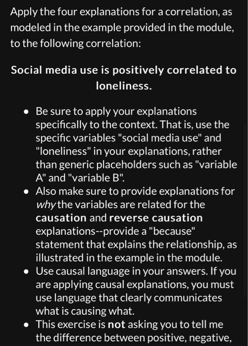 Solved Apply the four explanations for a correlation, as | Chegg.com