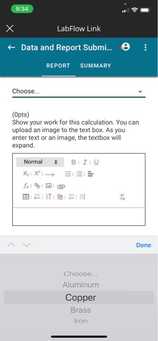 9:34 Х LabFlow Link + Data and Report Submi... 0 | Chegg.com