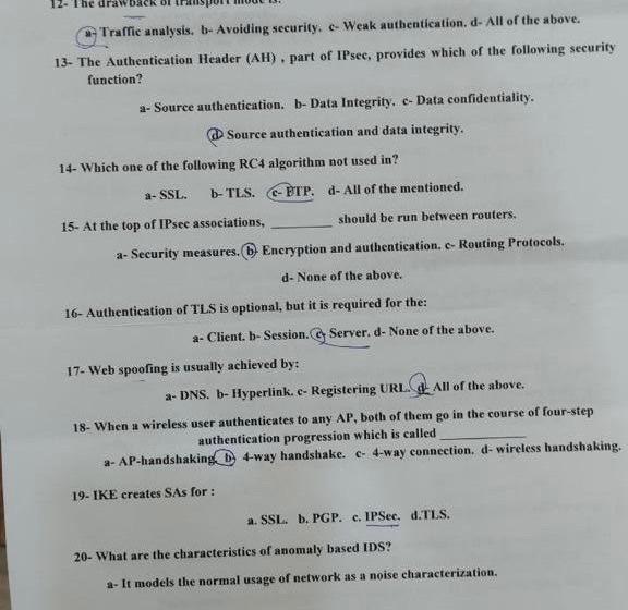 Solved 12- The drawback Of Traffic analysis. b- Avoiding | Chegg.com