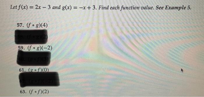 Solved Let f(x)=2x−3 and g(x)=−x+3. Find each function | Chegg.com