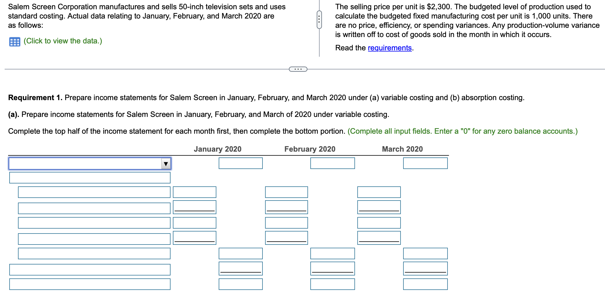 Solved Salem Screen Corporation manufactures and sells | Chegg.com
