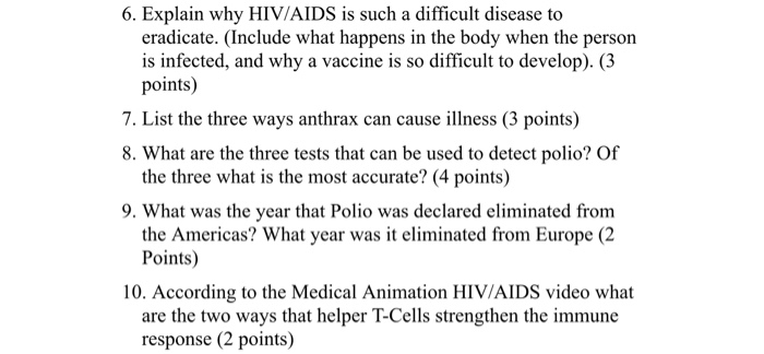 Solved 6. Explain why HIV/AIDS is such a difficult disease | Chegg.com