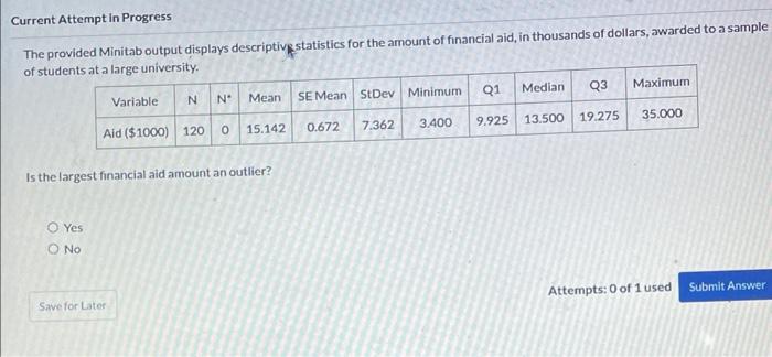 Solved Current Attempt in Progress The provided Minitab | Chegg.com