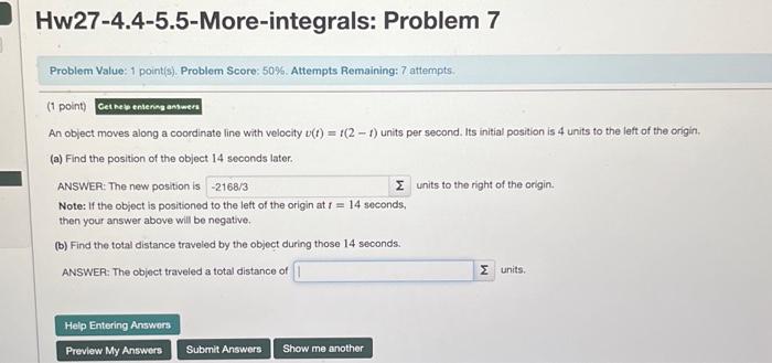 An Object Moves Along A Coordinate Line With Velocity