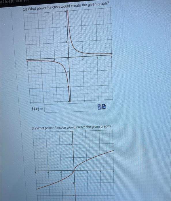 Solved (3) What power function would create the given graph? | Chegg.com