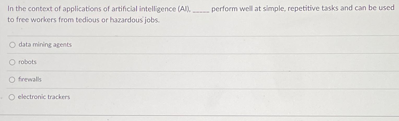 Solved In the context of applications of artificial | Chegg.com