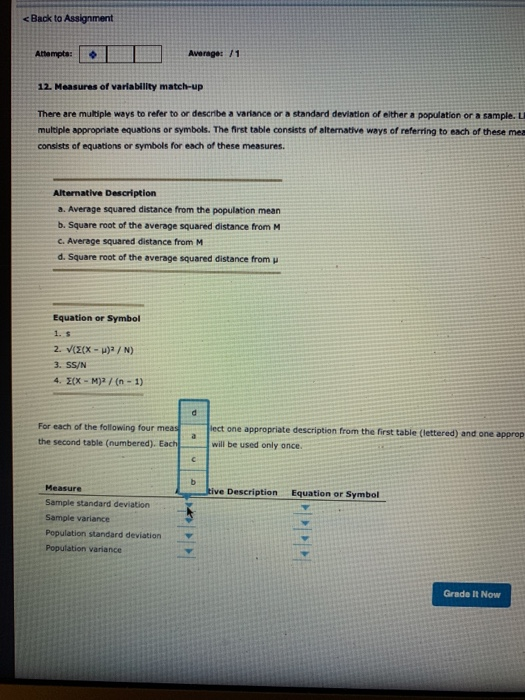 Solved Attempts: Average: /1 12. Measures of variability | Chegg.com