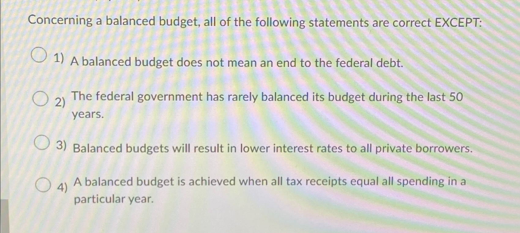 Solved Concerning a balanced budget, all of the following | Chegg.com