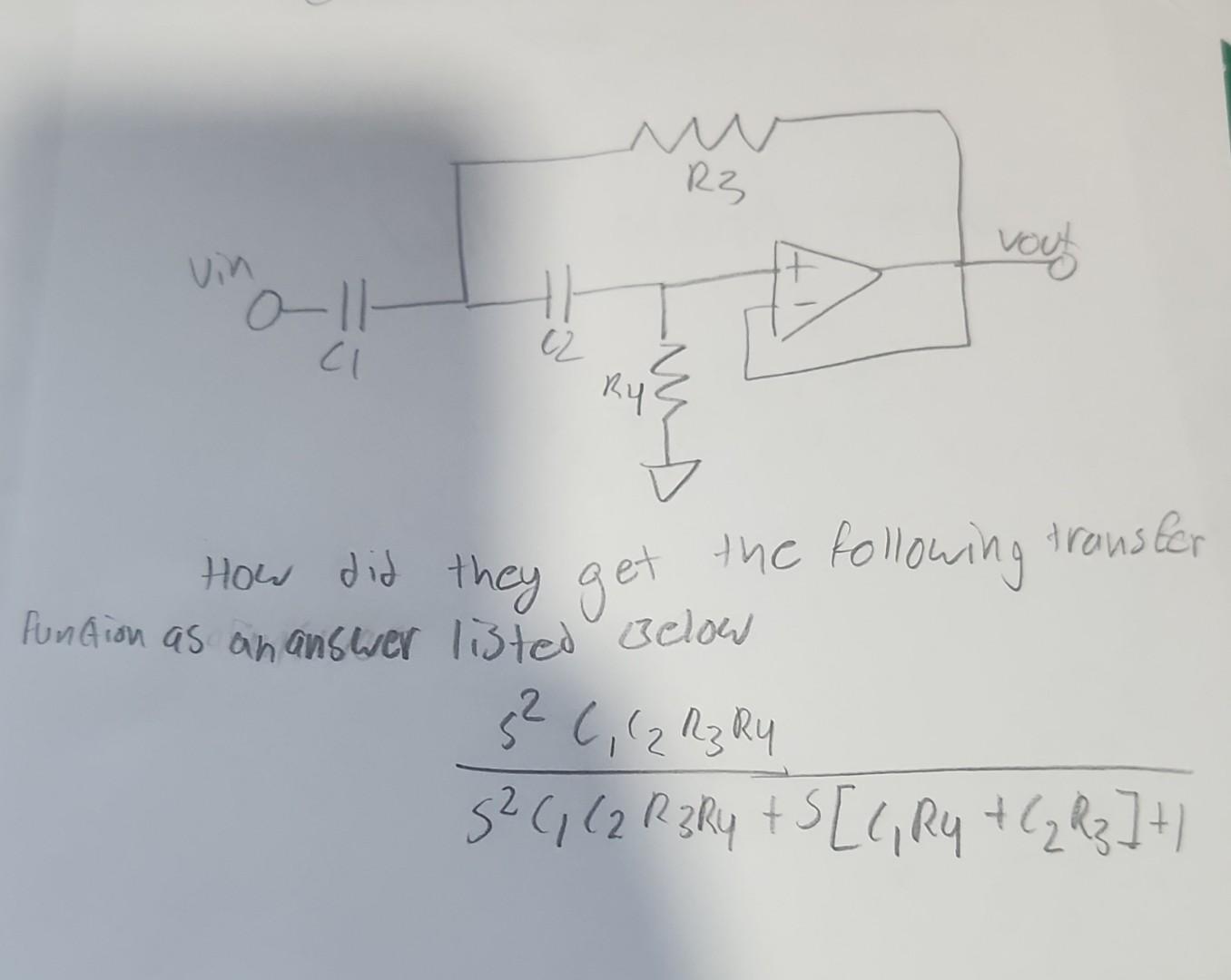 Solved How did they get the following transter function as | Chegg.com