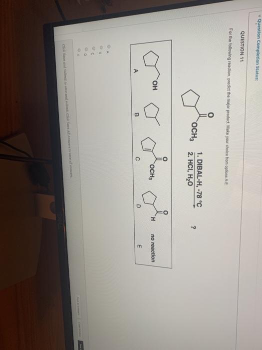 Solved Question Completion Status: QUESTION 11 For the | Chegg.com