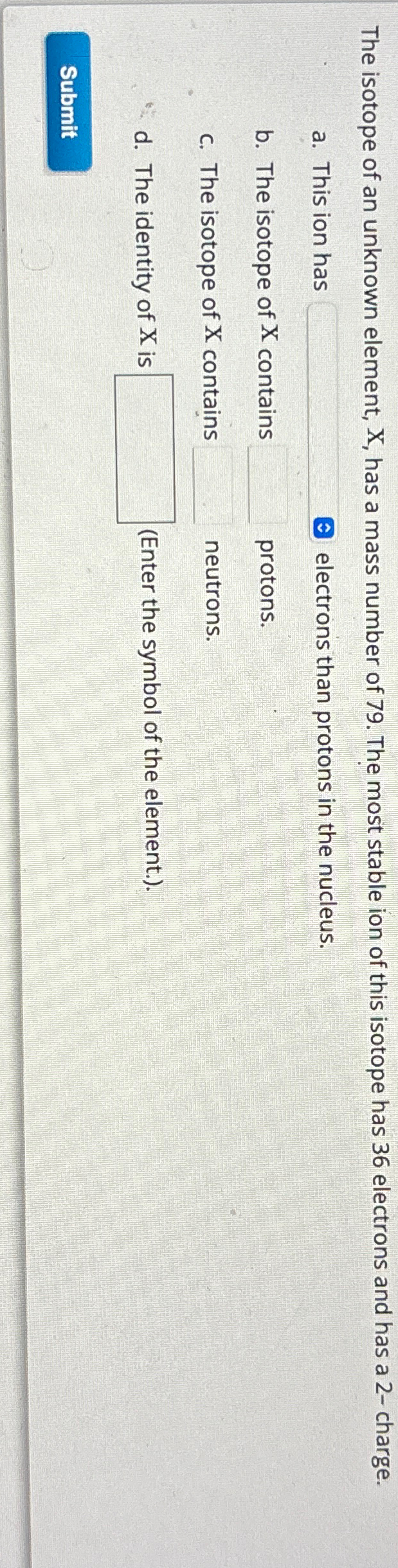 Solved The isotope of an unknown element, x, ﻿has a mass | Chegg.com