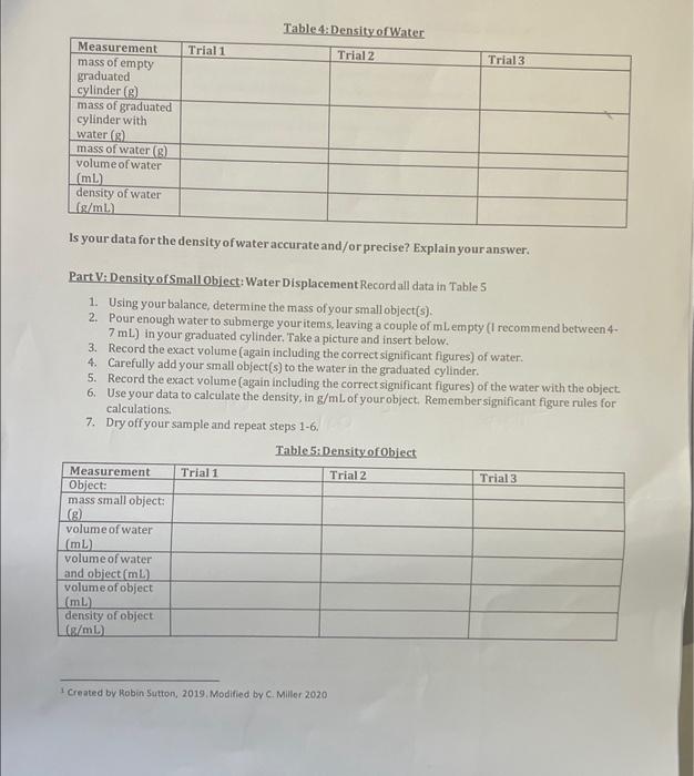 Solved Part III: Yolume: Record all data in Table 3. 2. Read | Chegg.com