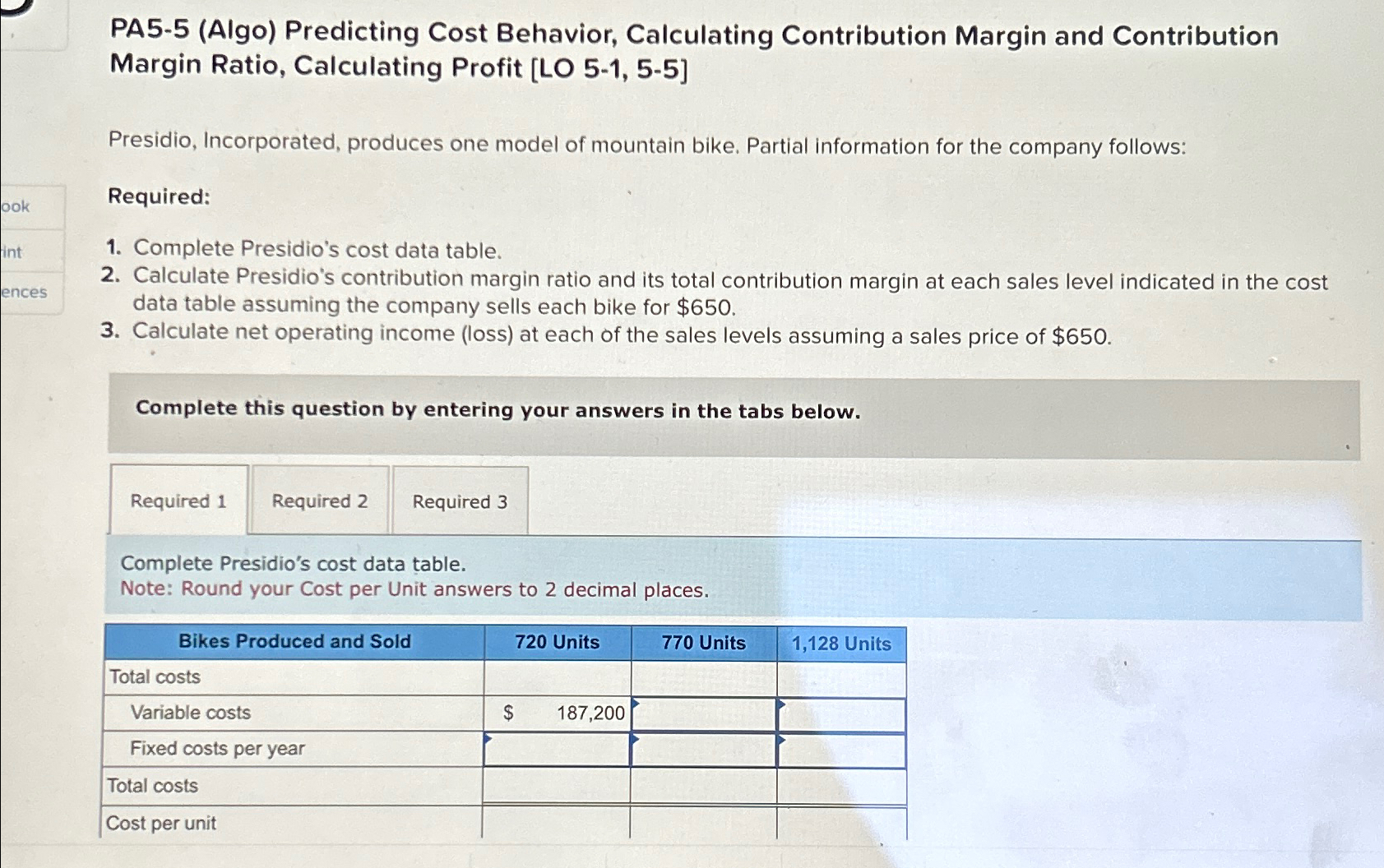 PA5-5 (Algo) ﻿Predicting Cost Behavior, Calculating | Chegg.com