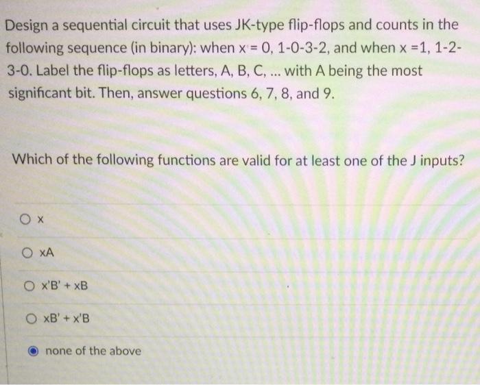 Solved Design a sequential circuit that uses JK-type | Chegg.com