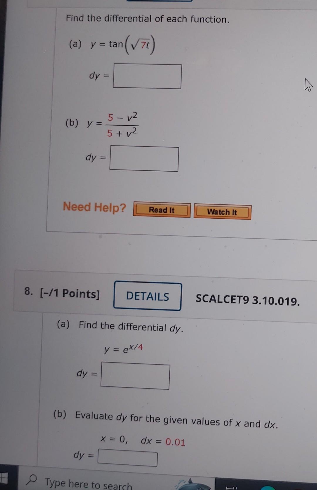 Solved Find the differential of each function. (a) | Chegg.com