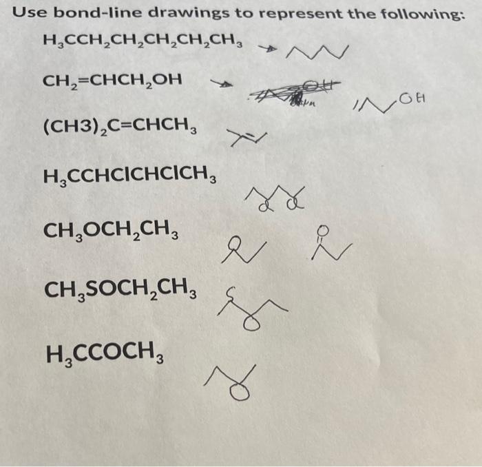 Solved Use bond-line drawings to represent the following: | Chegg.com
