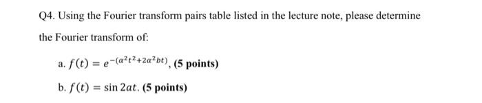 Solved Q4. Using the Fourier transform pairs table listed in | Chegg.com